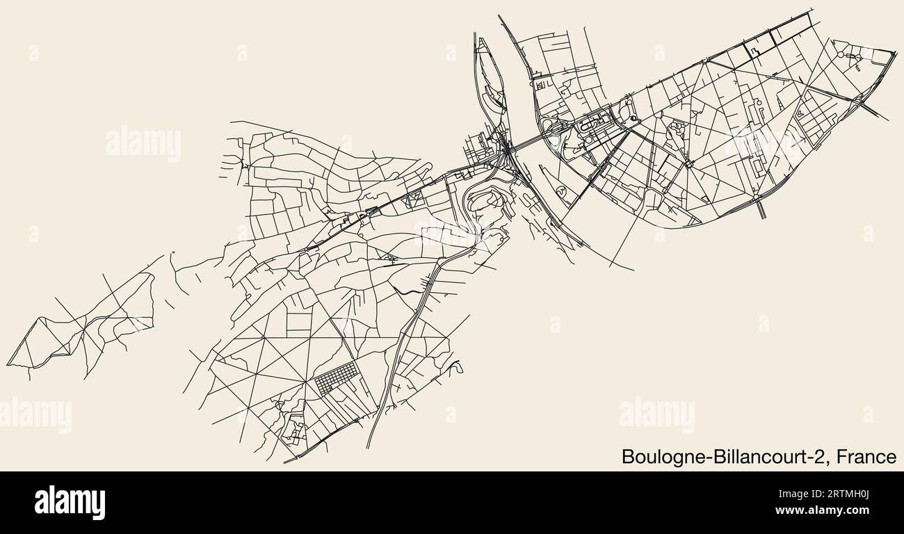 Boulogne billancourt vector outline map hi-res stock photography and ...