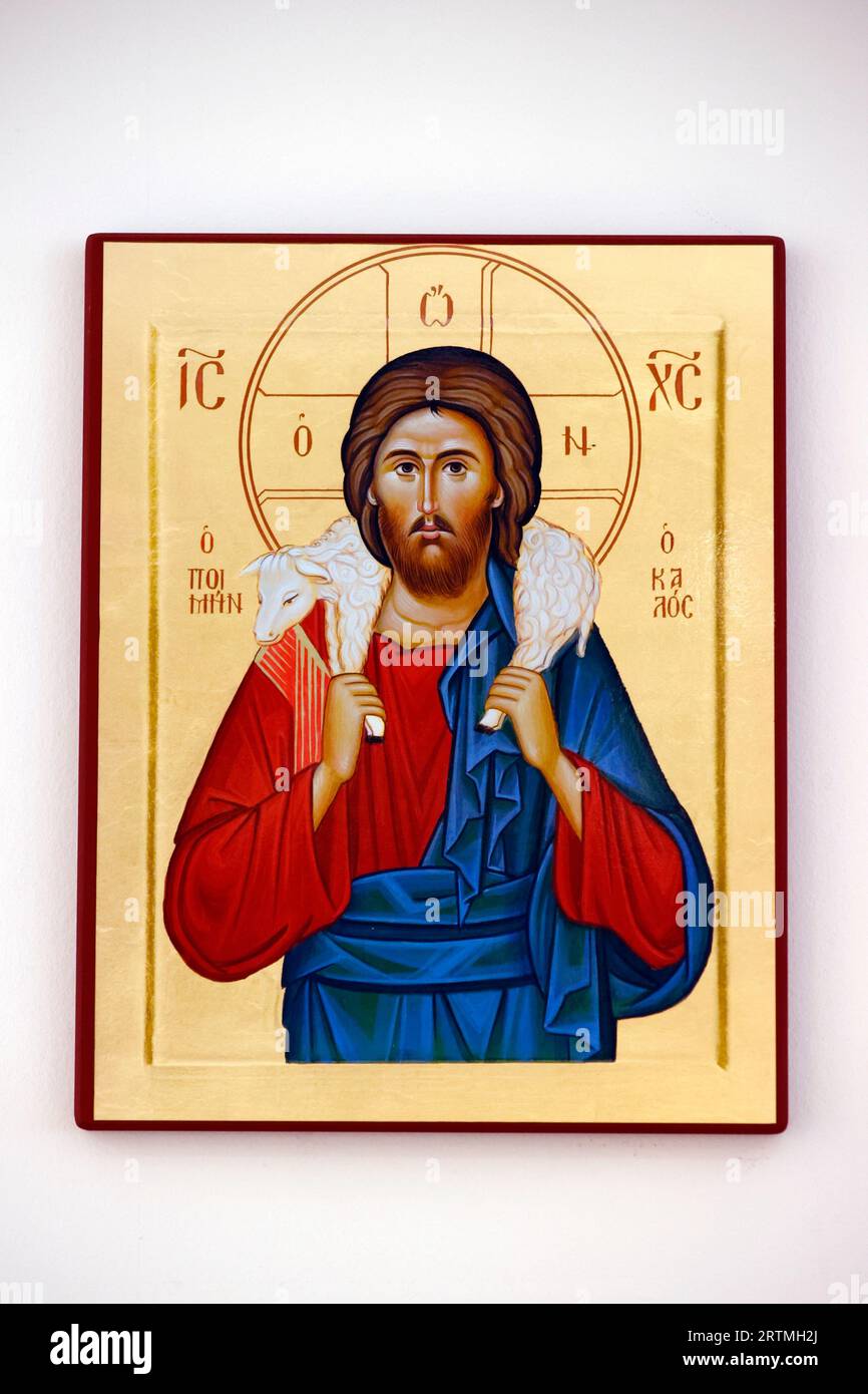 Icon of Jesus Christ the good shepherd Stock Photo - Alamy