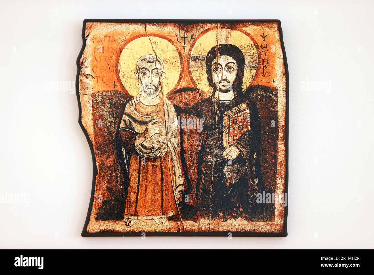 The Icon of Christ and Abbot Mena. Coptic painting Stock Photo - Alamy