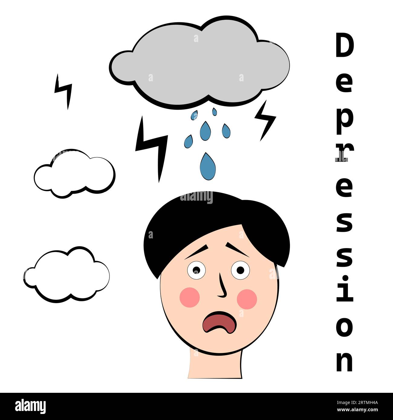 Sad man with clouds over the head Stock Vector Image & Art - Alamy