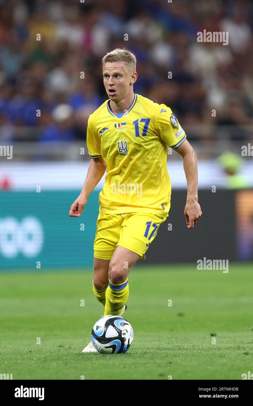 Oleksandr Zinchenko of Ukraine controls the ball during the UEFA EURO ...