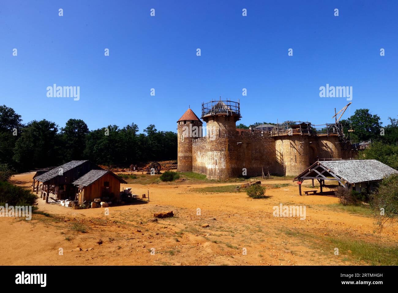 Guedelon Castle, medieval-site. Construction of a castle, using the ...