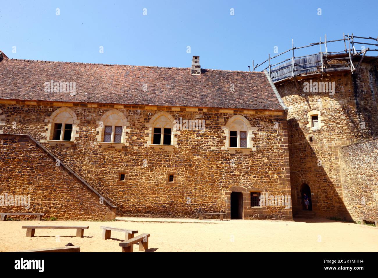 Guedelon Castle, medieval-site. Construction of a castle, using the ...