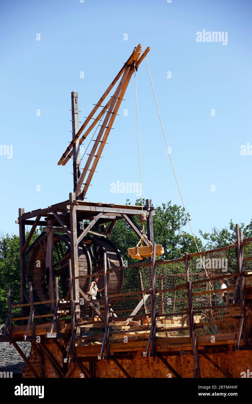 Guedelon Castle, medieval-site. Construction of a castle, using the ...