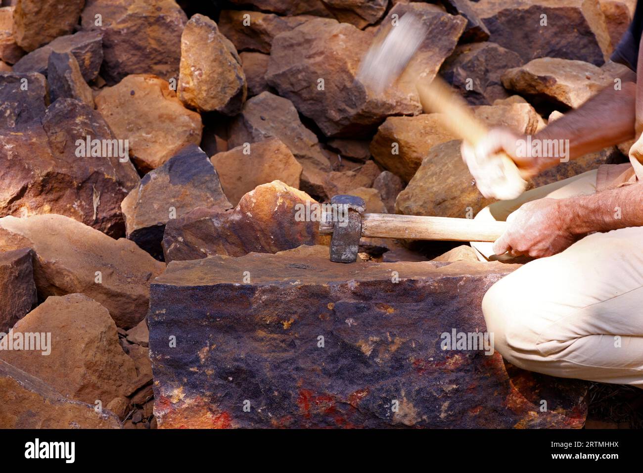 Guedelon Castle, medieval-site. Construction of a castle, using the ...