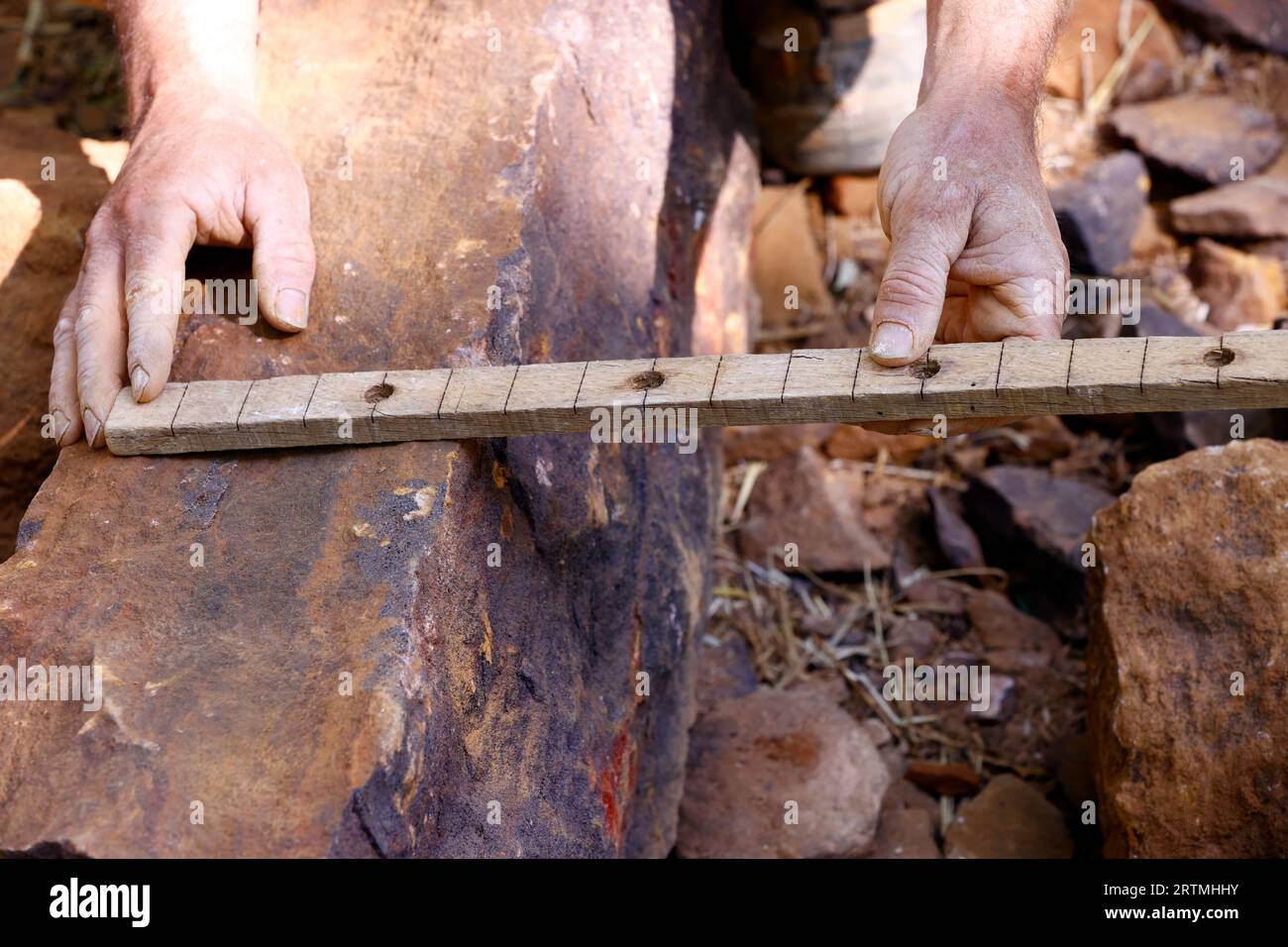 Guedelon Castle, medieval-site. Construction of a castle, using the ...