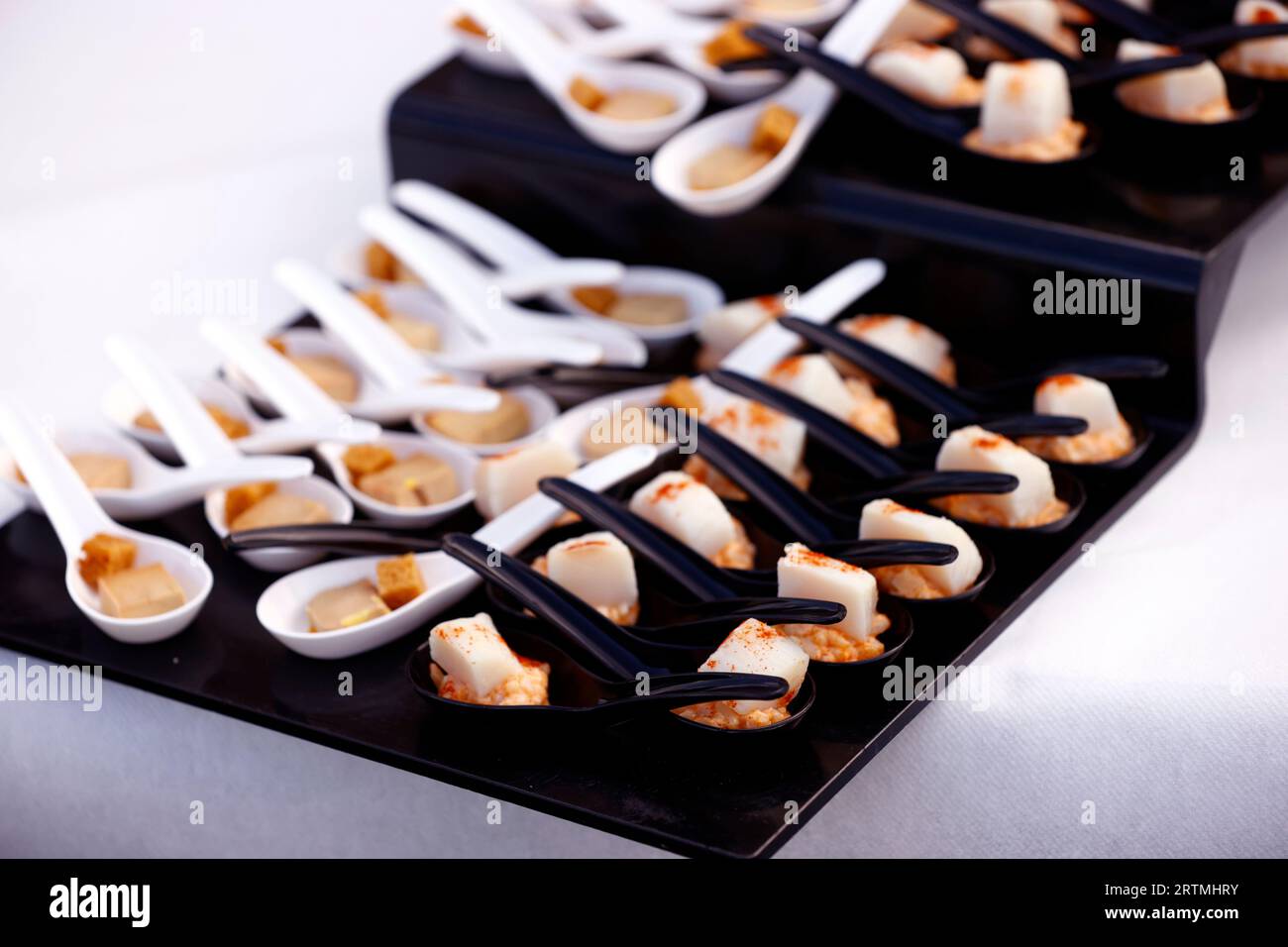 Starters and snacks setting served for buffet reception. France Stock ...