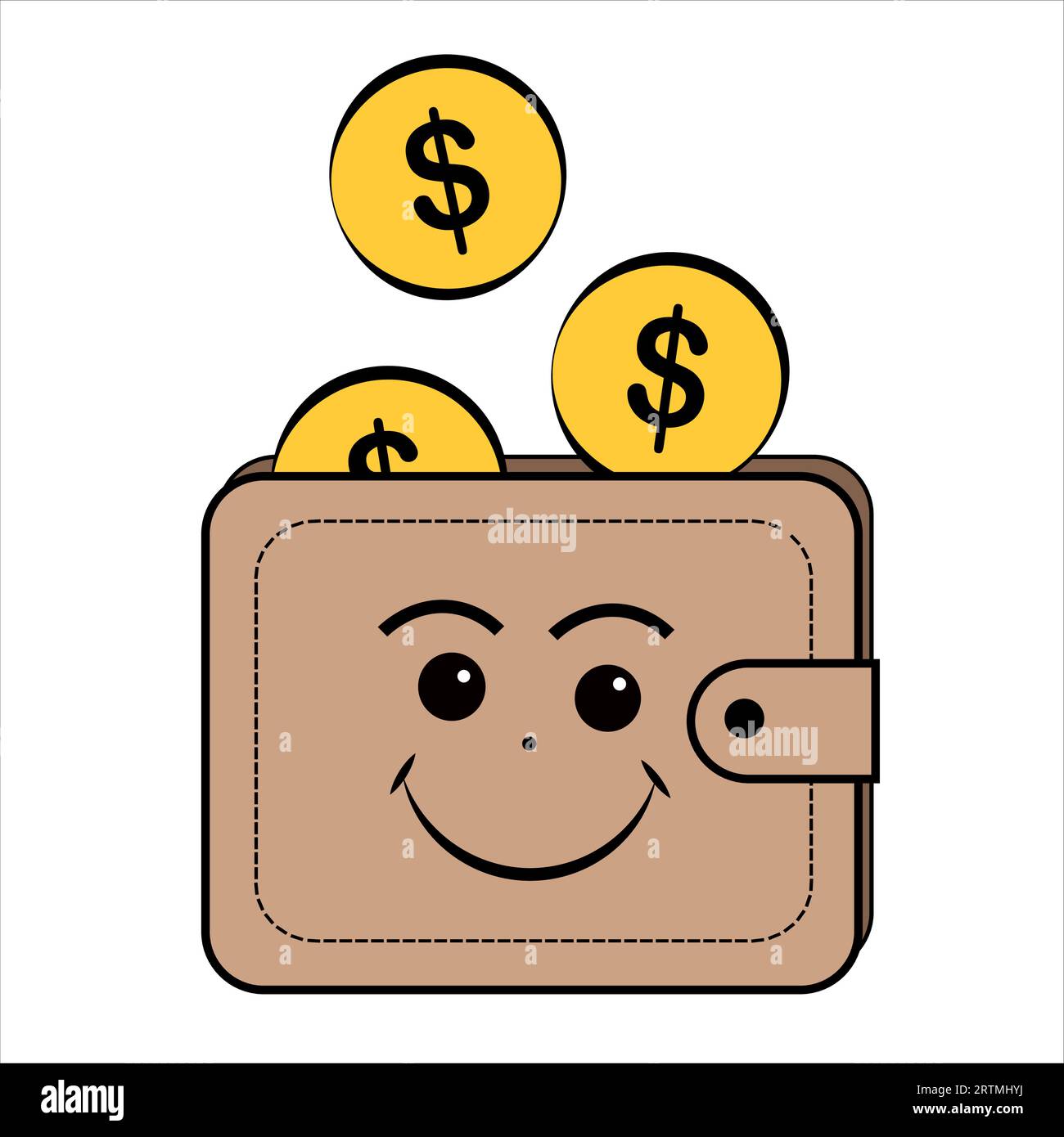 Cute wallet with coins on a white background Stock Vector Image & Art ...