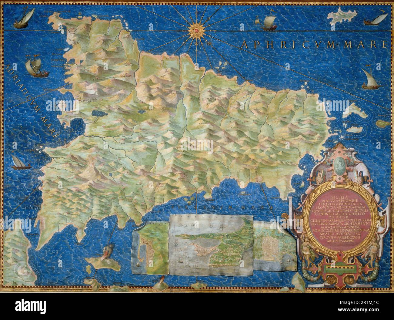 Antique world maps HQ – Sicily 1583. 305x415 Stock Photo - Alamy