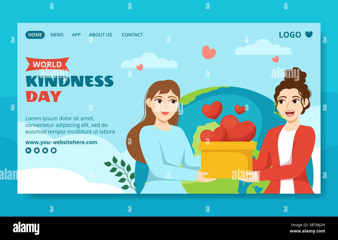 World Kindness Day Social Media Landing Page Cartoon Hand Drawn ...