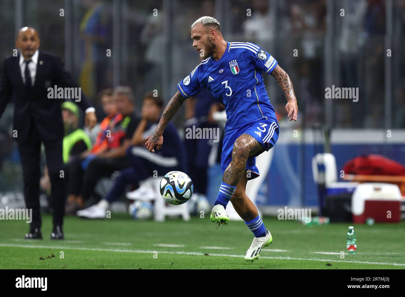 Federico Dimarco of Italy controls the ball during the UEFA EURO 2024 European qualifier match ...
