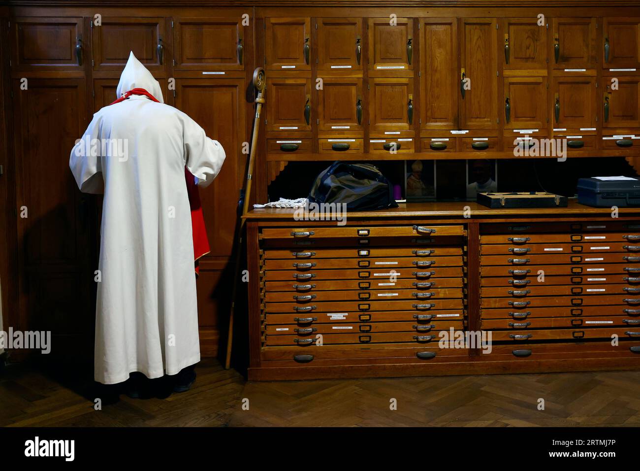 Saint Nicolas church. Catholic mass. The sacristy. France Stock Photo ...