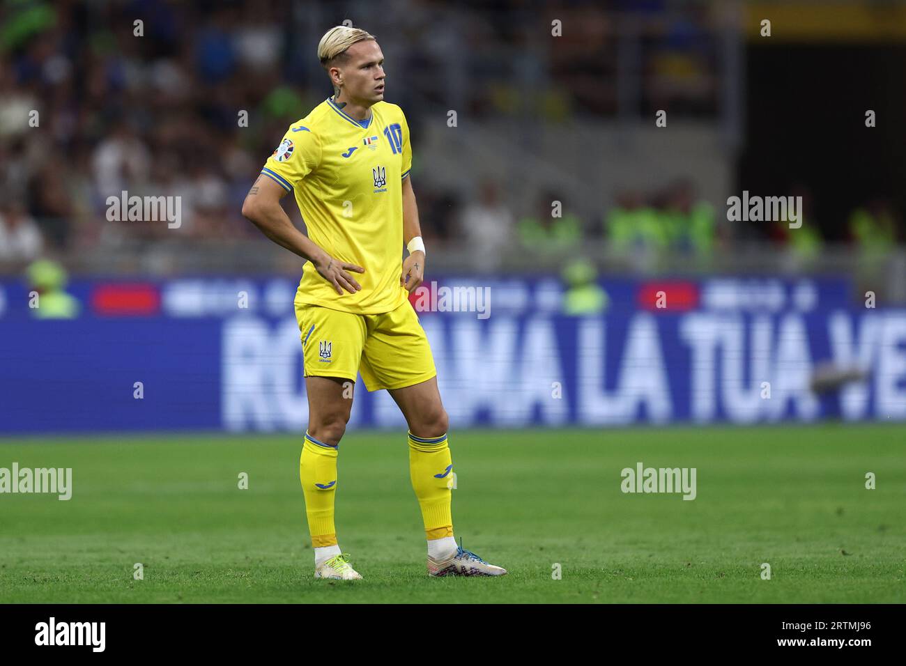 Mykhailo Mudryk of Ukraine looks on during the UEFA EURO 2024 European ...