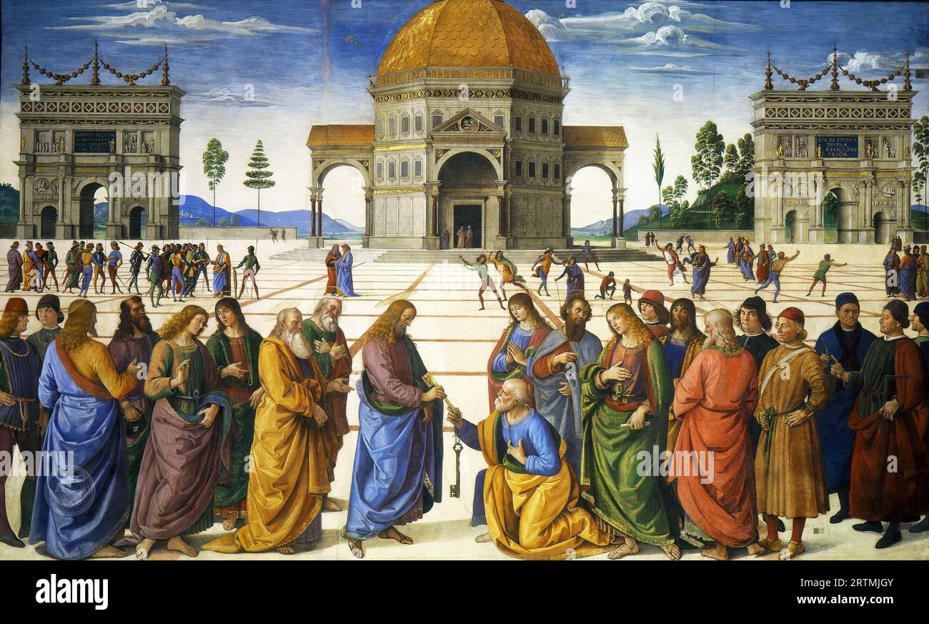 Christ Giving the Keys to Saint Peter Pietro Perugino (1445-1523 Stock Photo - Alamy
