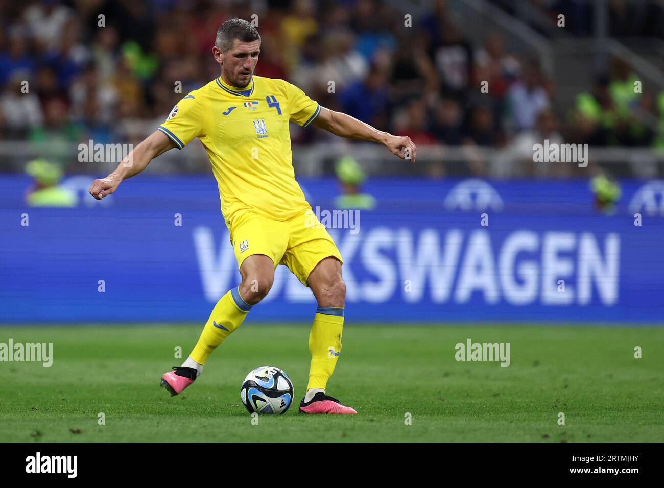 Serhiy Kryvtsov of Ukraine controls the ball during the UEFA EURO 2024 ...