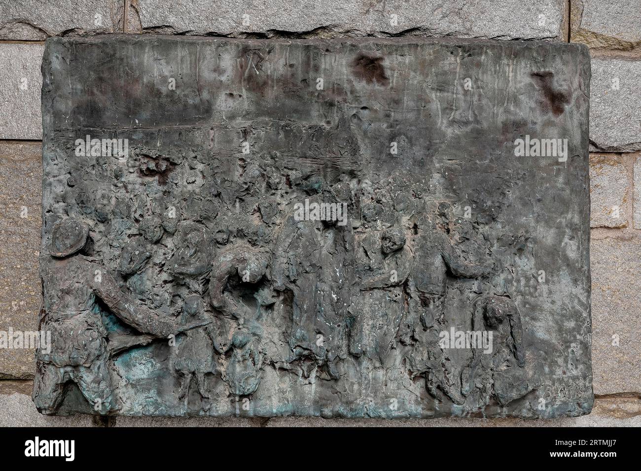 Holocaust memorial, Paris, France. Relief depicting the persecution of ...
