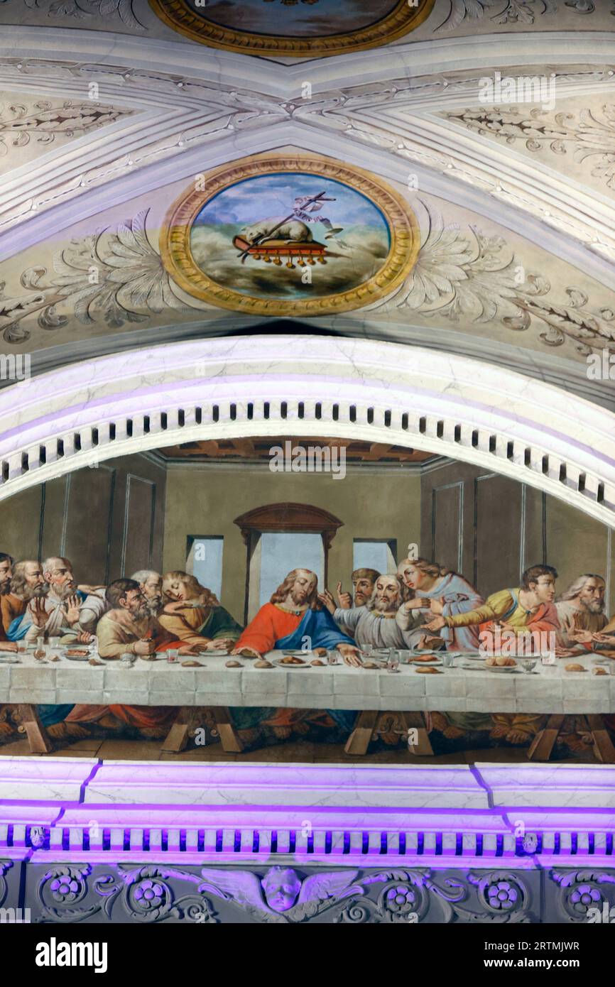 Saint-Jacques church. Passion of Christ. The last supper. Jesus and his ...