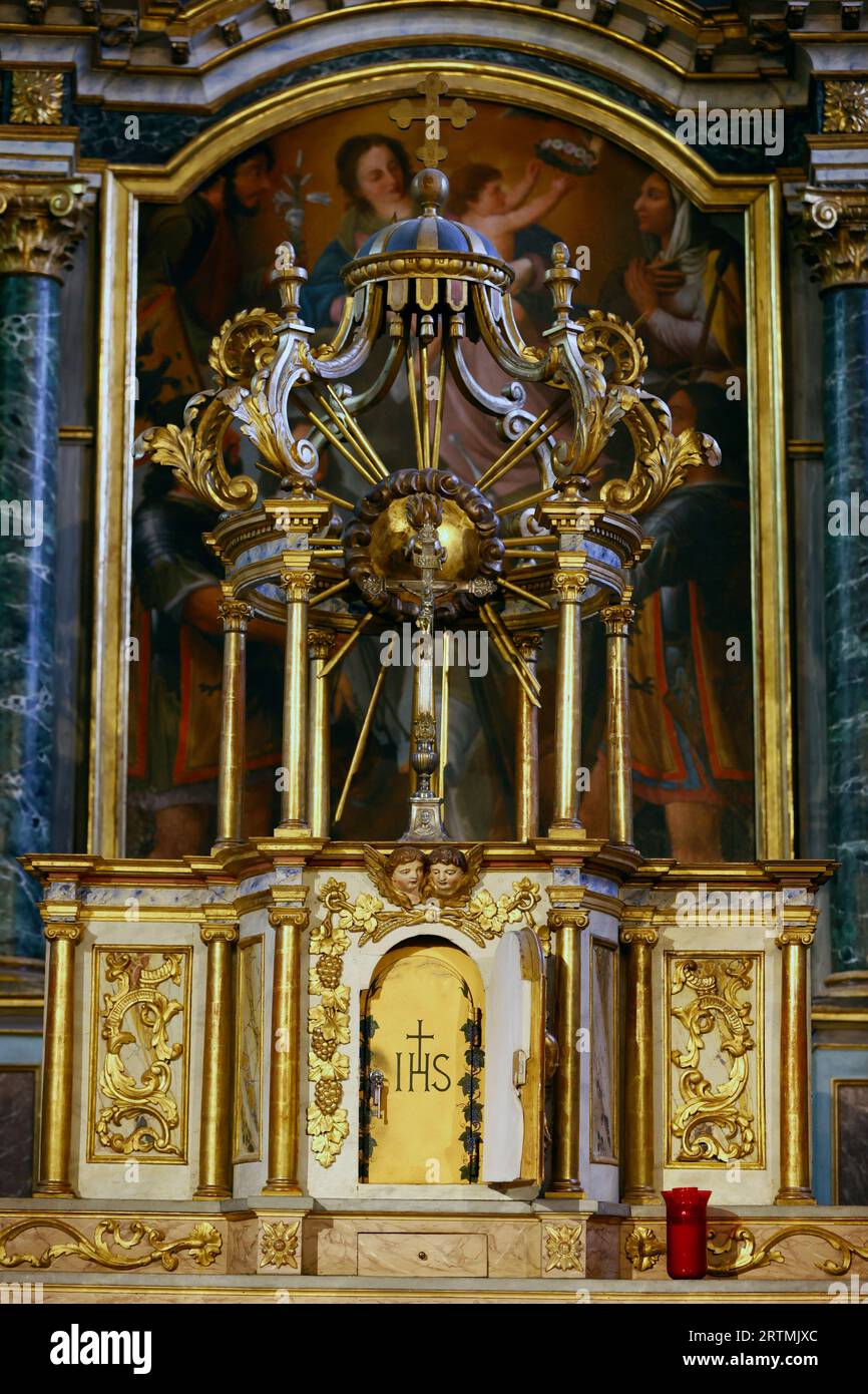 Saint-Gervais baroque church. Open tabernacle door. Saint-Gervais ...