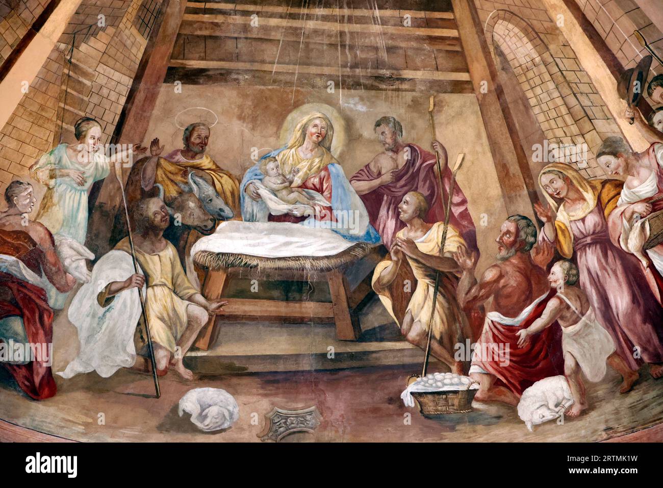 Our Lady Of The Assumption Baroque Church. Fresco. Nativity of Jesus or ...