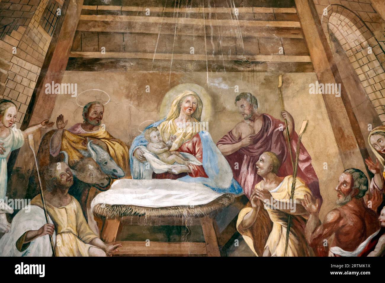 Our Lady Of The Assumption Baroque Church. Fresco. Nativity of Jesus or ...