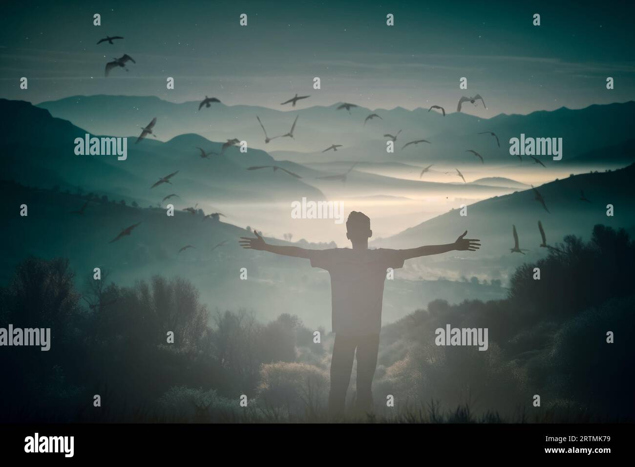 Happy man thinking felling ambitious empowerment energy vision on ...