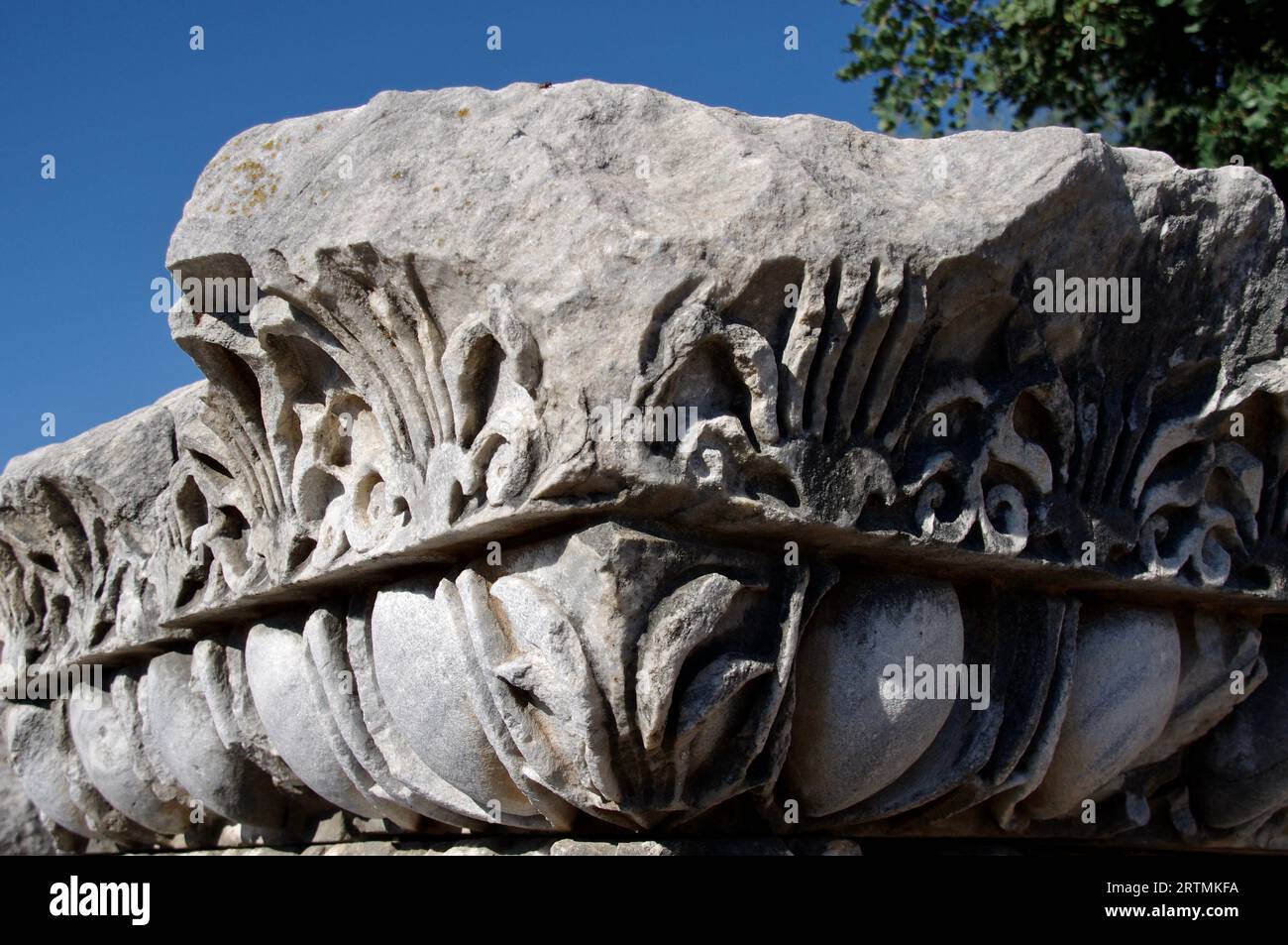 Ancient Greek Carving at The ruins of the Temple of Apollo at Ancient ...