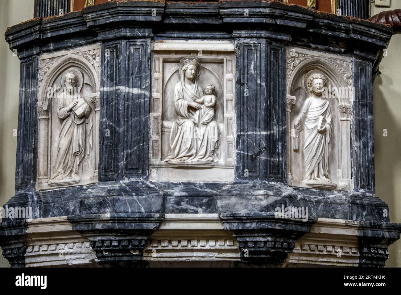 Marble pulpit with carvings in St Antony’s church, Dubrovnik, Croatia ...