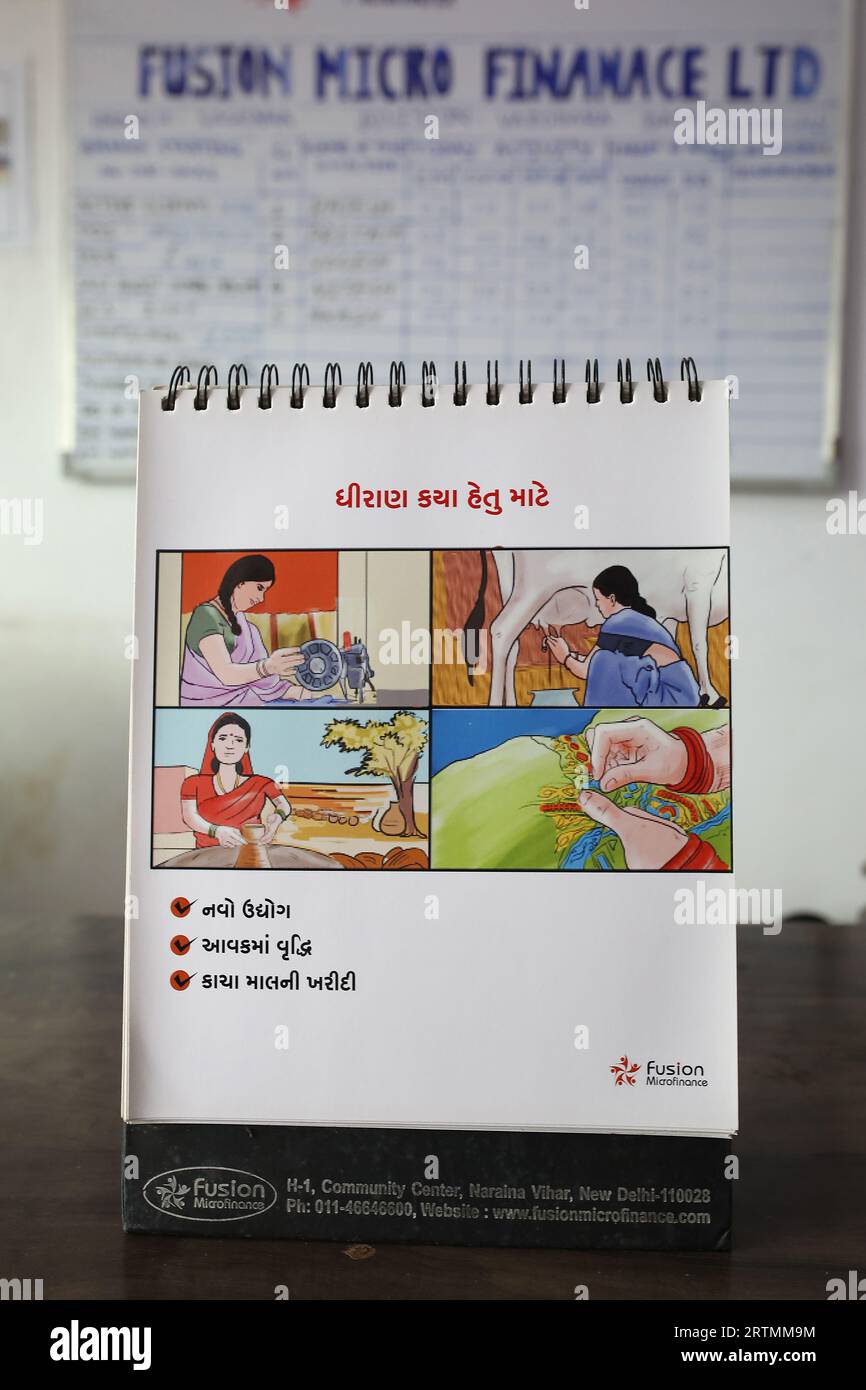 Microfinance institution flip charts in Sagbara, Gujarat, India Stock ...