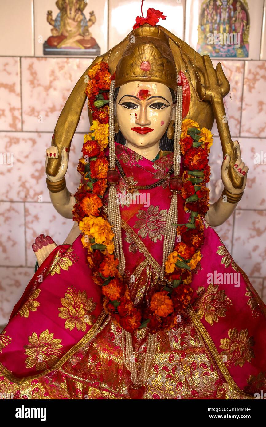 Hindu temple in Babra village, Maharashtra, India. Murthi (statue) of ...