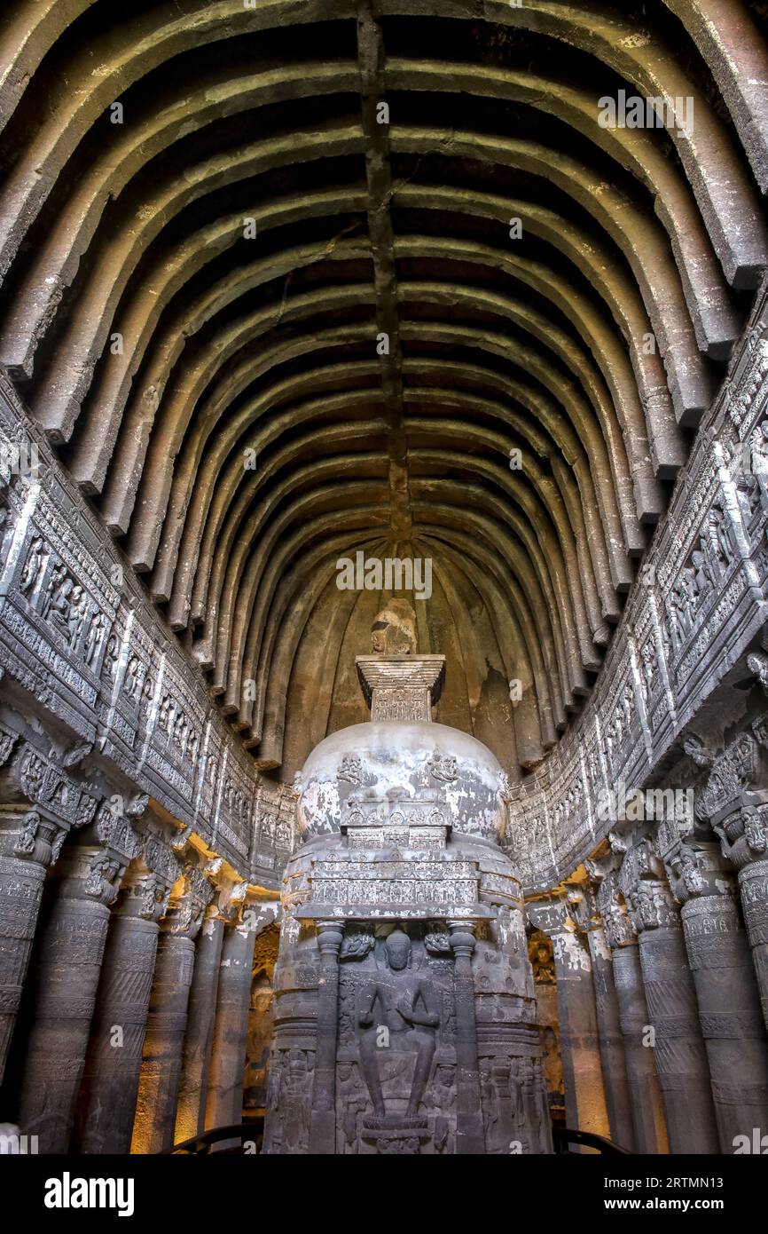 Ajanta caves, a UNESCO World Heritage Site in Maharashtra, India. Cave ...
