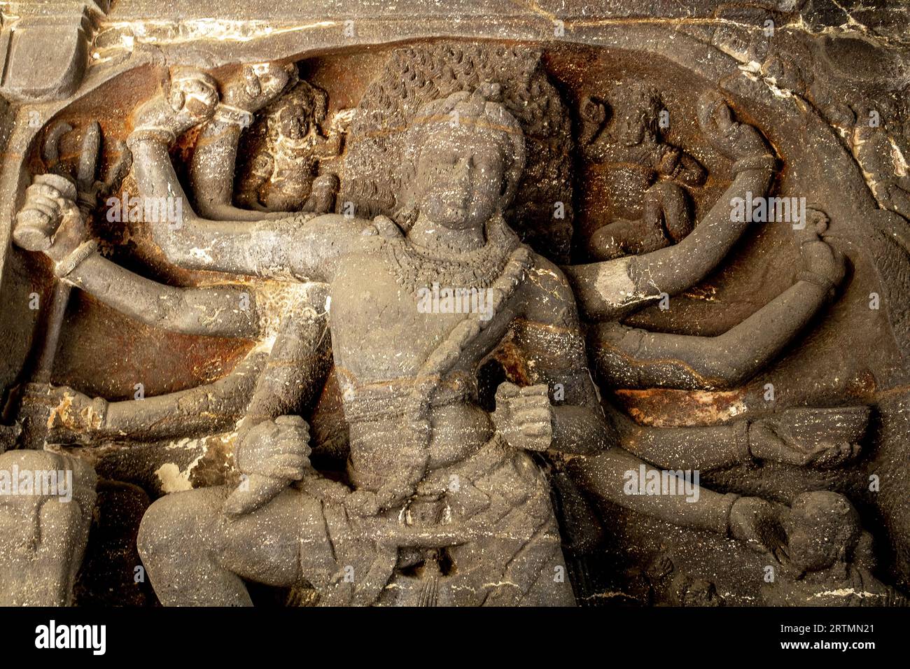 Ellora caves, a UNESCO World Heritage Site in Maharashtra, India. Shiva ...