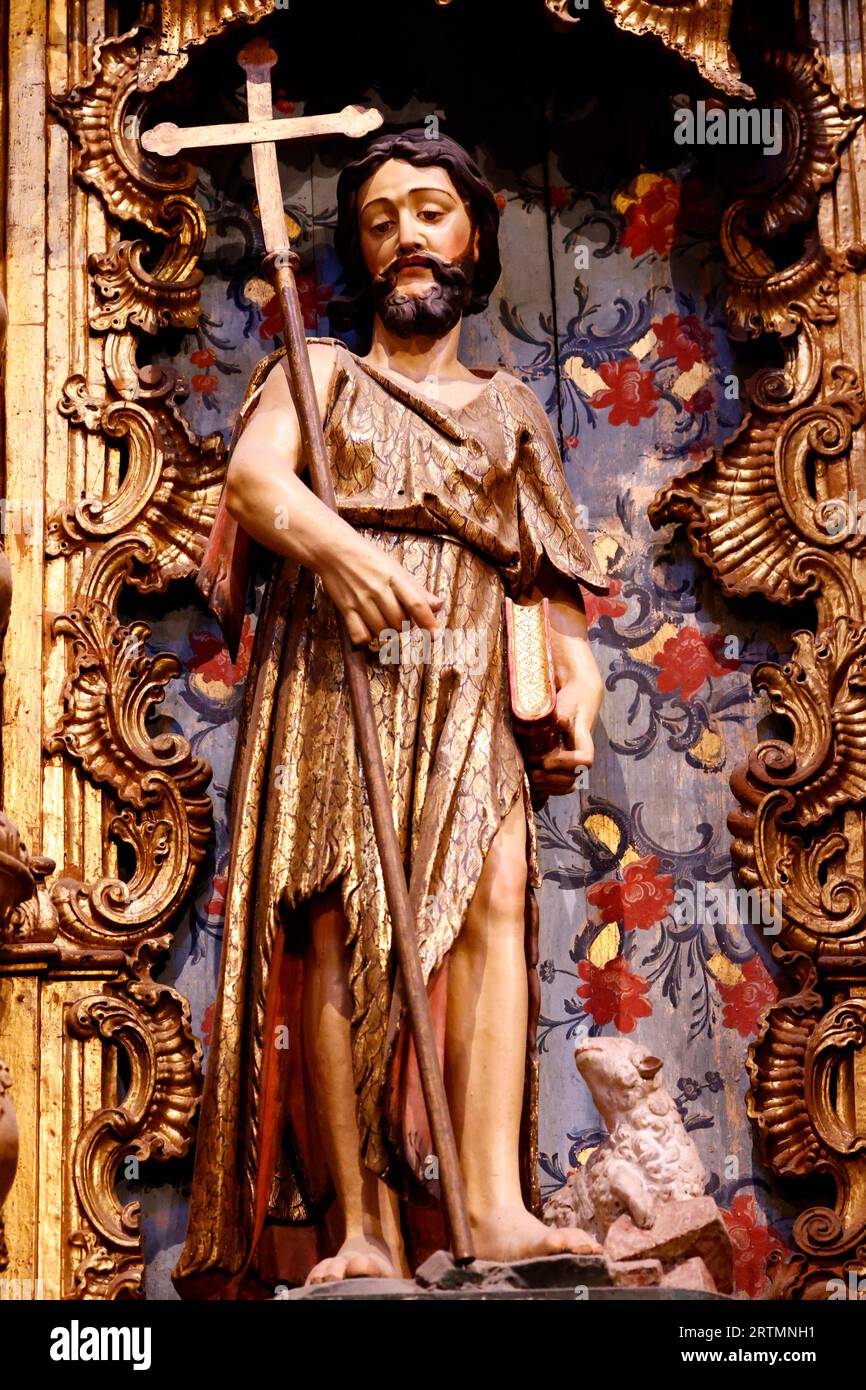 Gothic church of Saint Francis (Igreja de Sao Francisco). John the baptist. Sculpture. Porto ...
