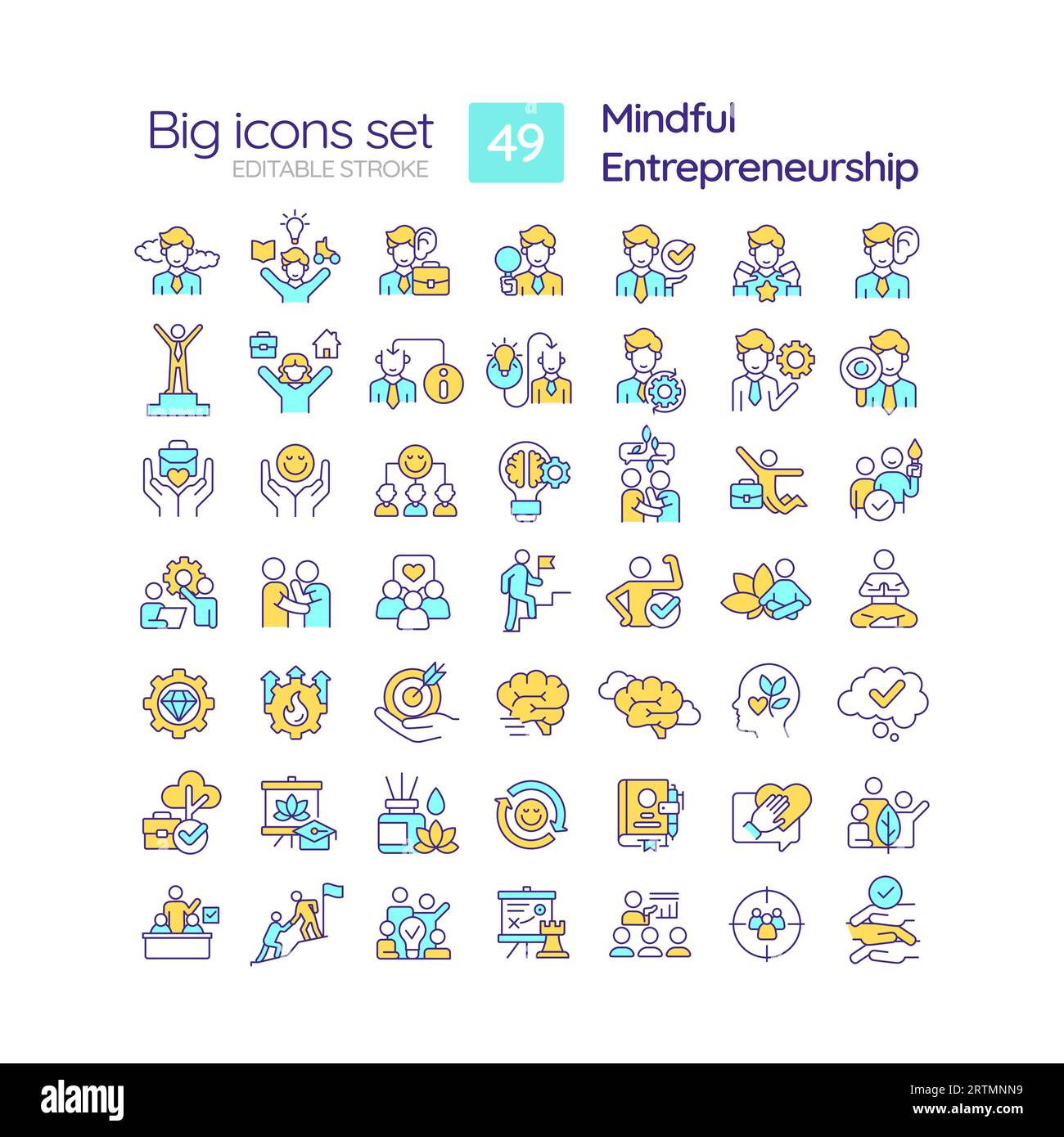 Editable multicolor big icons for mindful entrepreneurship Stock Vector ...