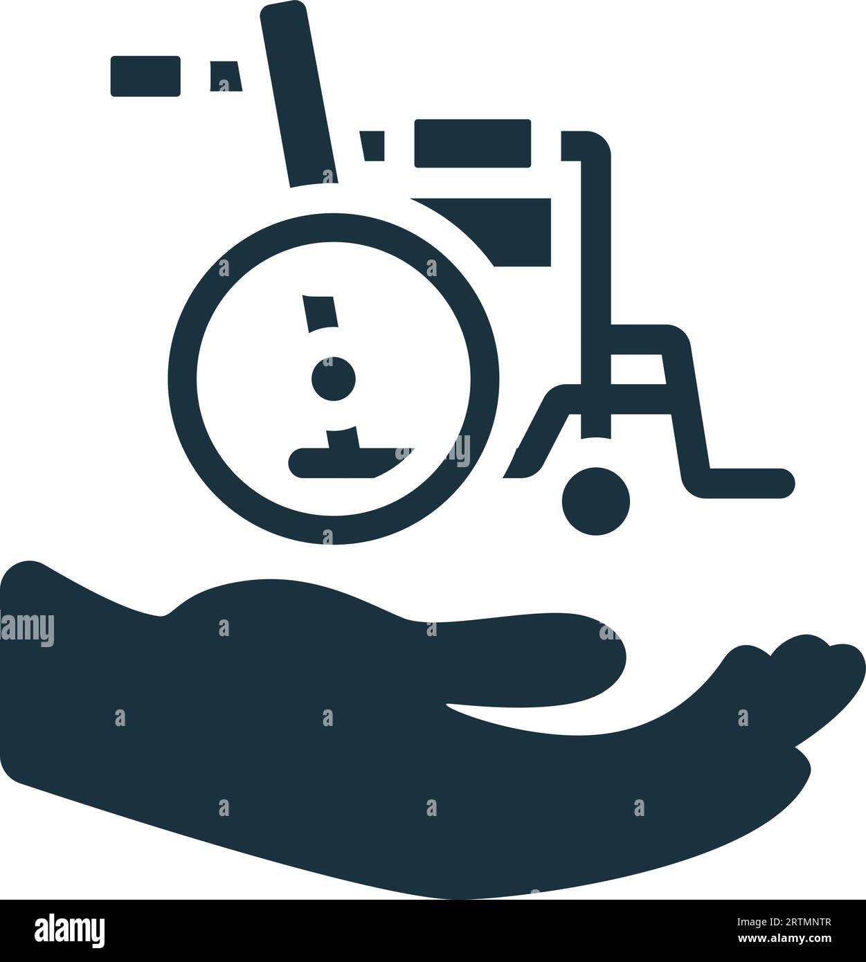 Disability support icon. Monochrome simple sign from charity and non ...
