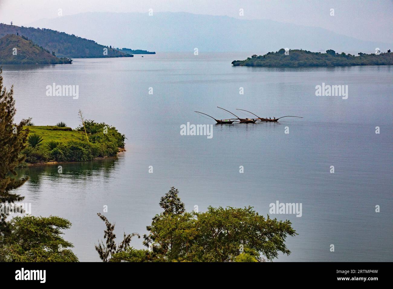 Fishing boats on Kivu lake, Karongi, Rwanda Stock Photo - Alamy
