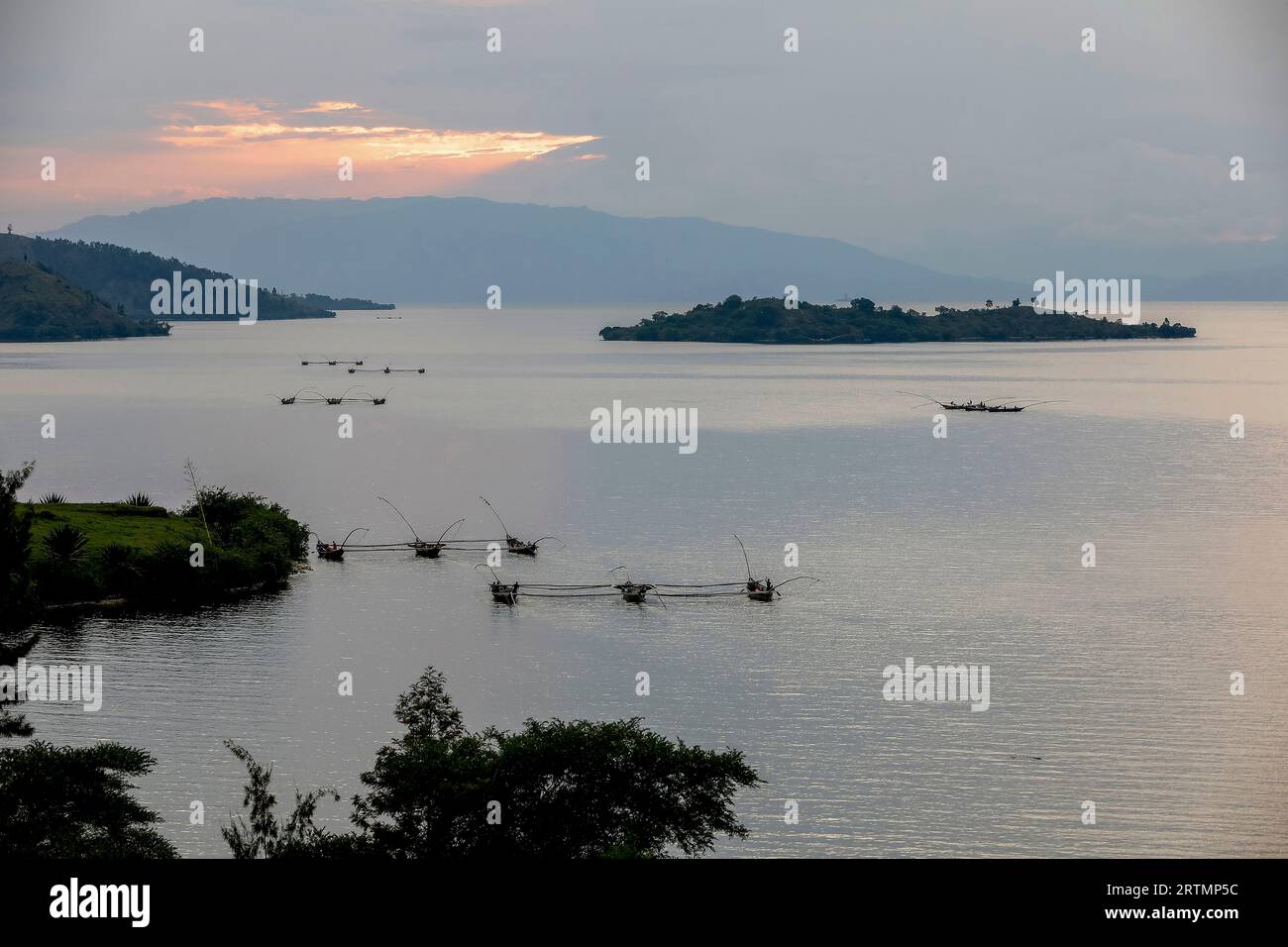 Fishing boats on Kivu lake, Karongi, Rwanda Stock Photo - Alamy