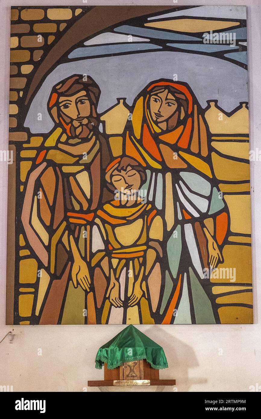 Holy family picture in Mar Lodj catholic church, Senegal Stock Photo ...