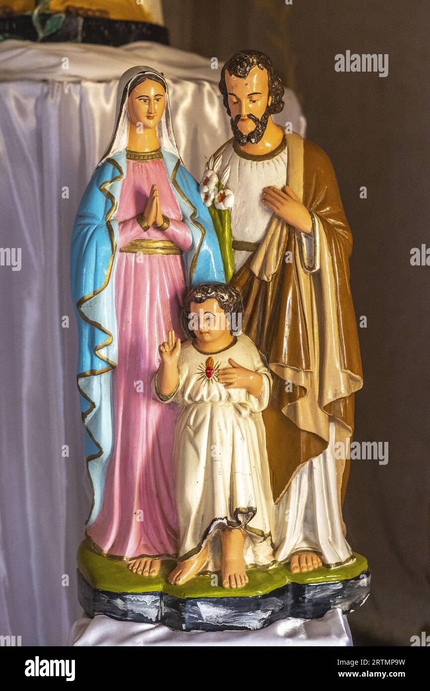 Holy family statue in Mar Lodj catholic church, Senegal Stock Photo - Alamy