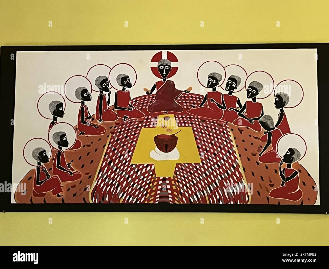 Painting depicting the Last Supper in the dining hall in Keur Moussa ...