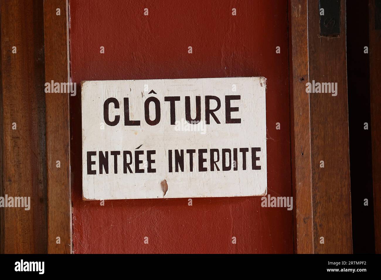 No access sign for lay people in Keur Moussa benedictine abbey church ...