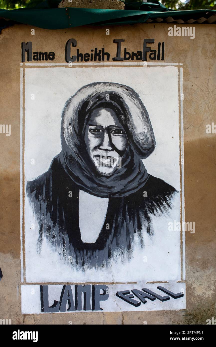 Wall painting depicting a muslim spiritual leader in Fatick, Senegal ...
