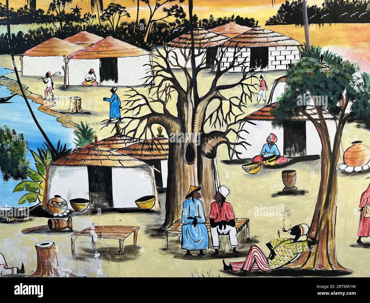 African Village Scene Paintings