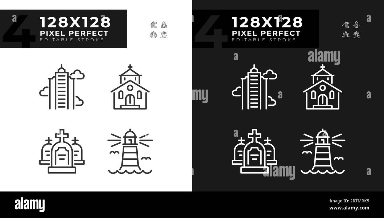 Pixel perfect building icons set Stock Vector Image & Art - Alamy