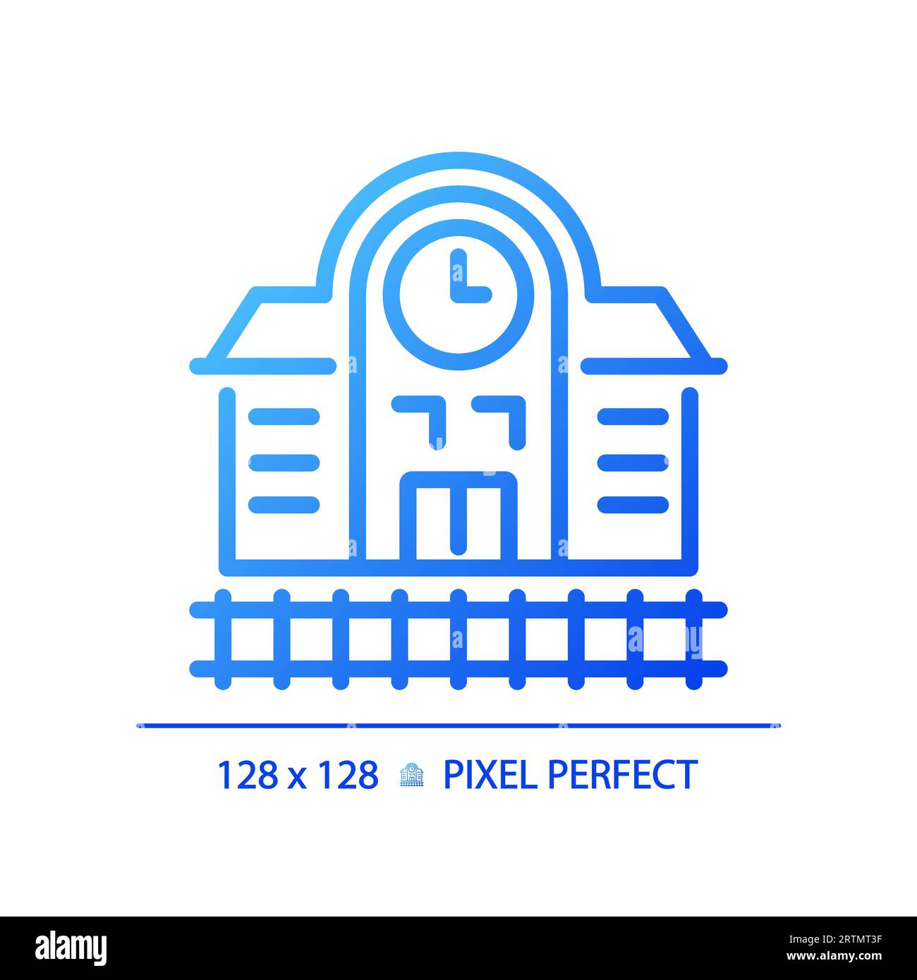 2D blue gradient thin line railway station icon Stock Vector Image ...