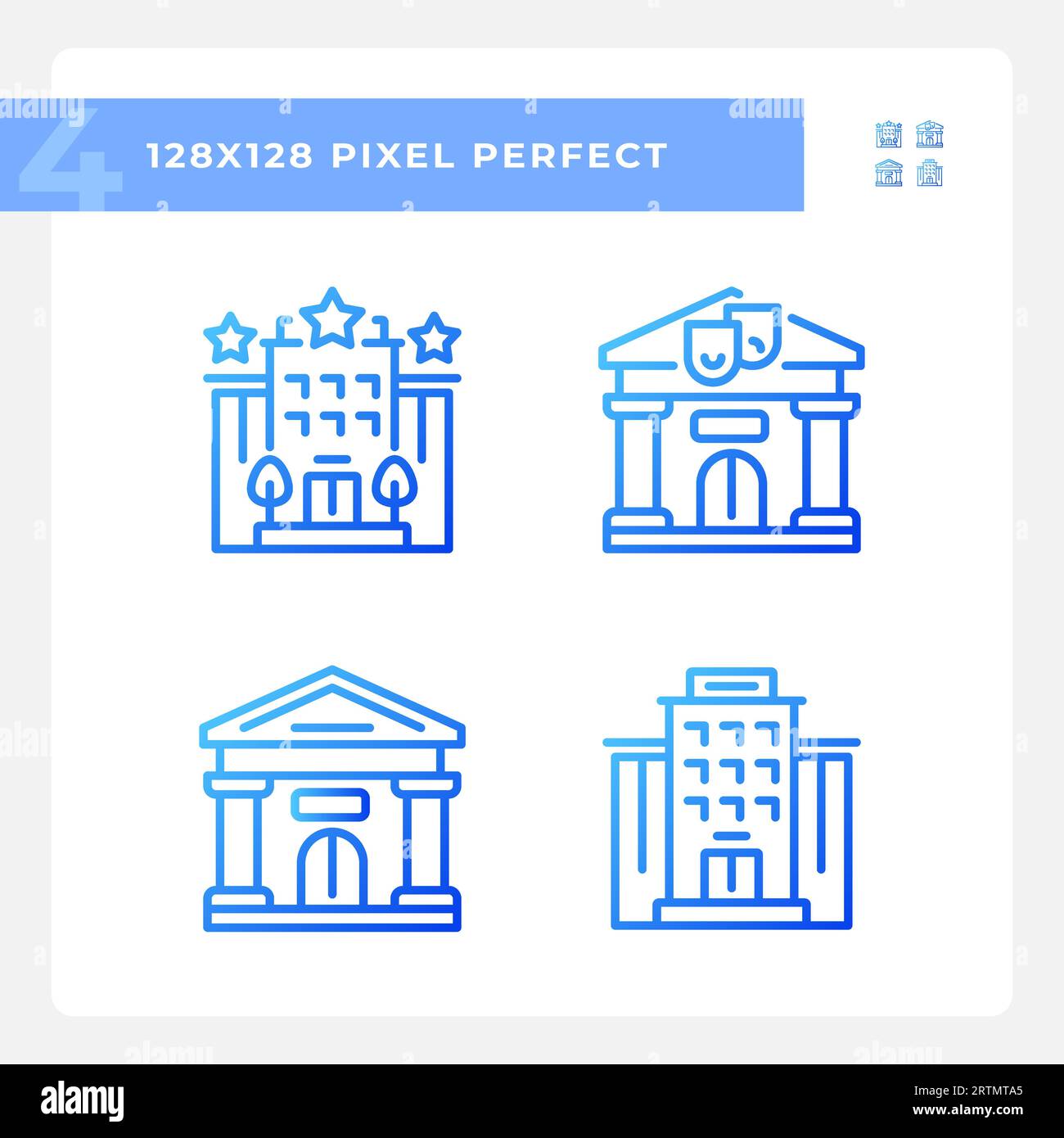 2D blue gradient building icons set Stock Vector Image & Art - Alamy