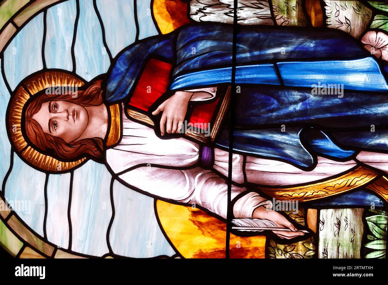 Catholic church. Stained glass window. Saint John the Apostle. Vietnam ...