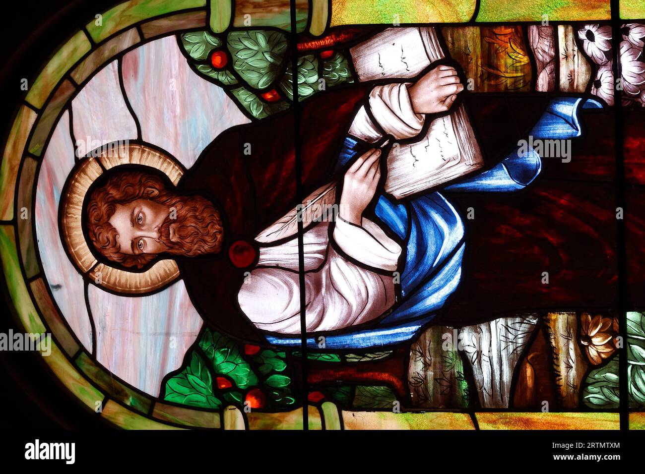 Catholic church. Stained glass window. Saint Thomas the apostle ...
