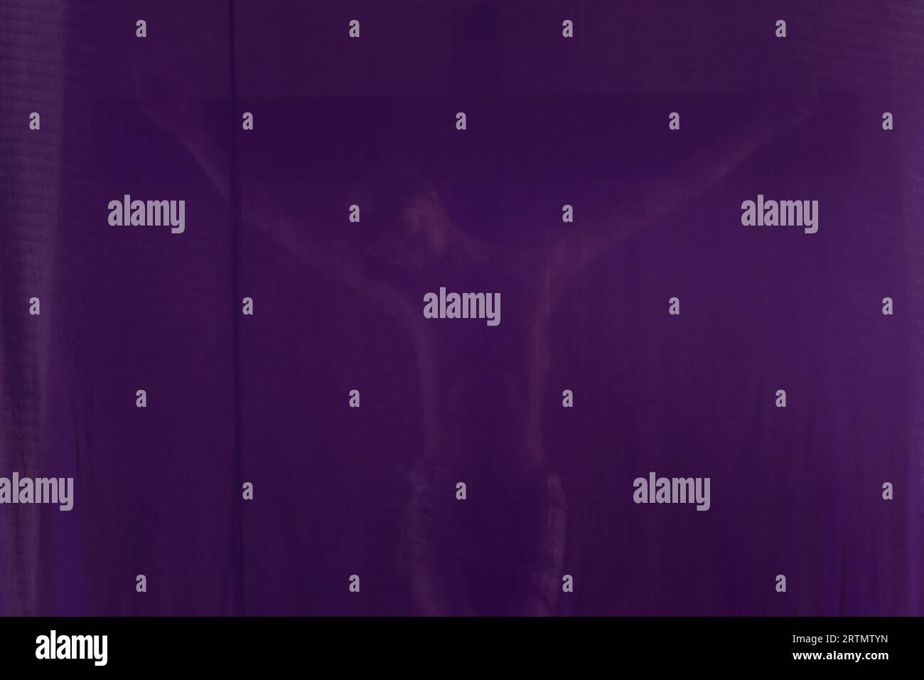 Lent and Holy Week. Sacred image covered with purple fabric. Religious ...