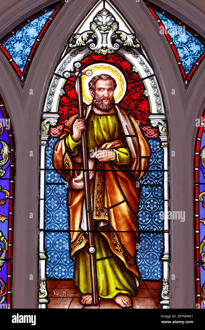 Thi Nghe catholic Church. Stained glass window. Saint Philip the ...