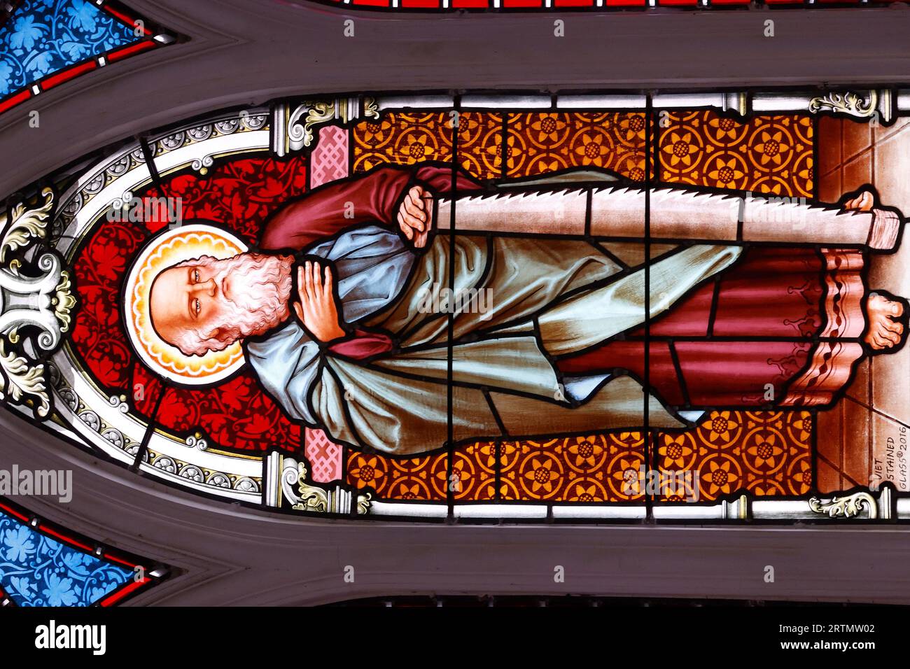 Thi Nghe catholic Church. Stained glass window. Simon the Canaanean or ...